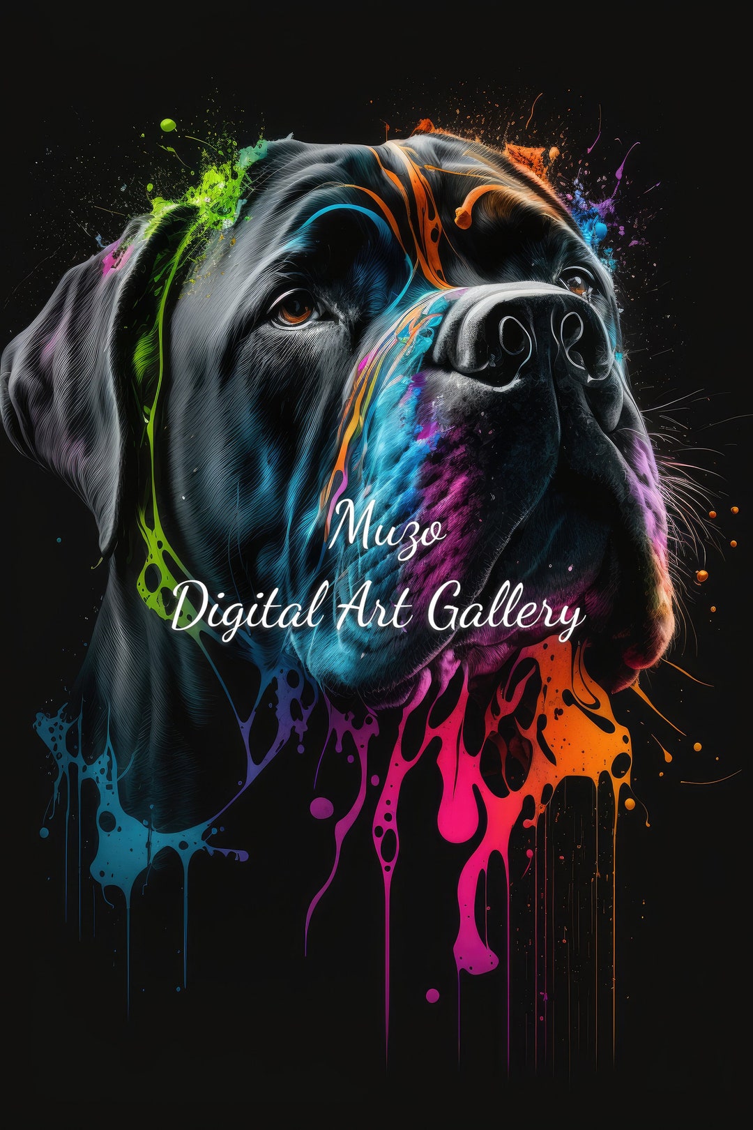 Cane Corso #2, Personal or Commercial Use, Oil Painting, Rainbow, Wall ...