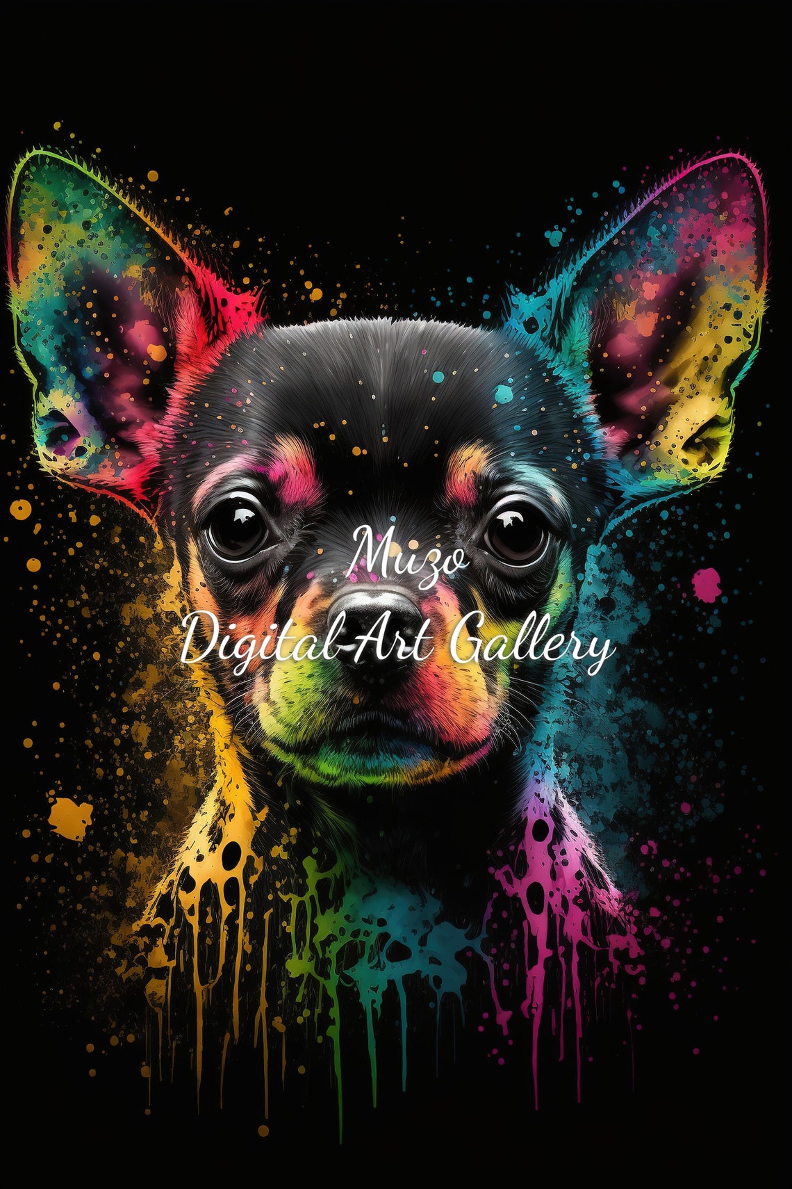 Chihuahua, Oil Painting, Rainbow Colors, Wall Art, Digital Art, Digital ...