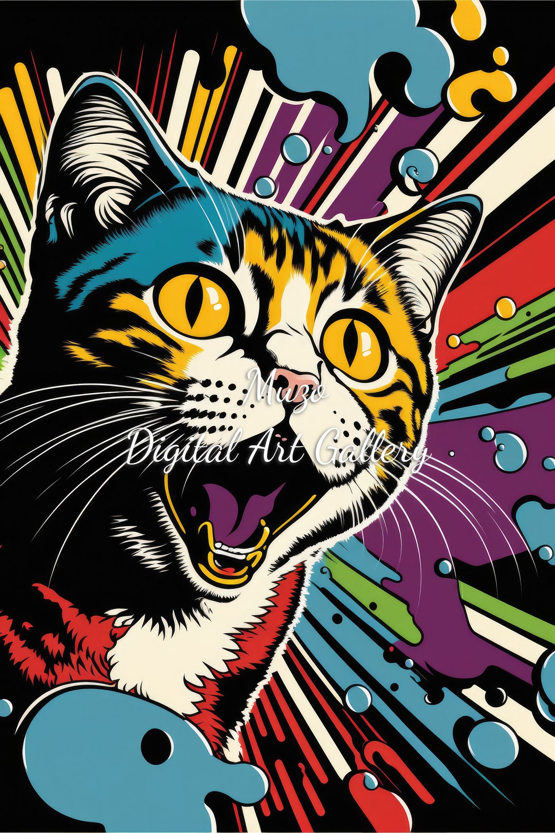 Pop Art Style Cats Can Be Used for Personal or Commercial Use. Digital ...