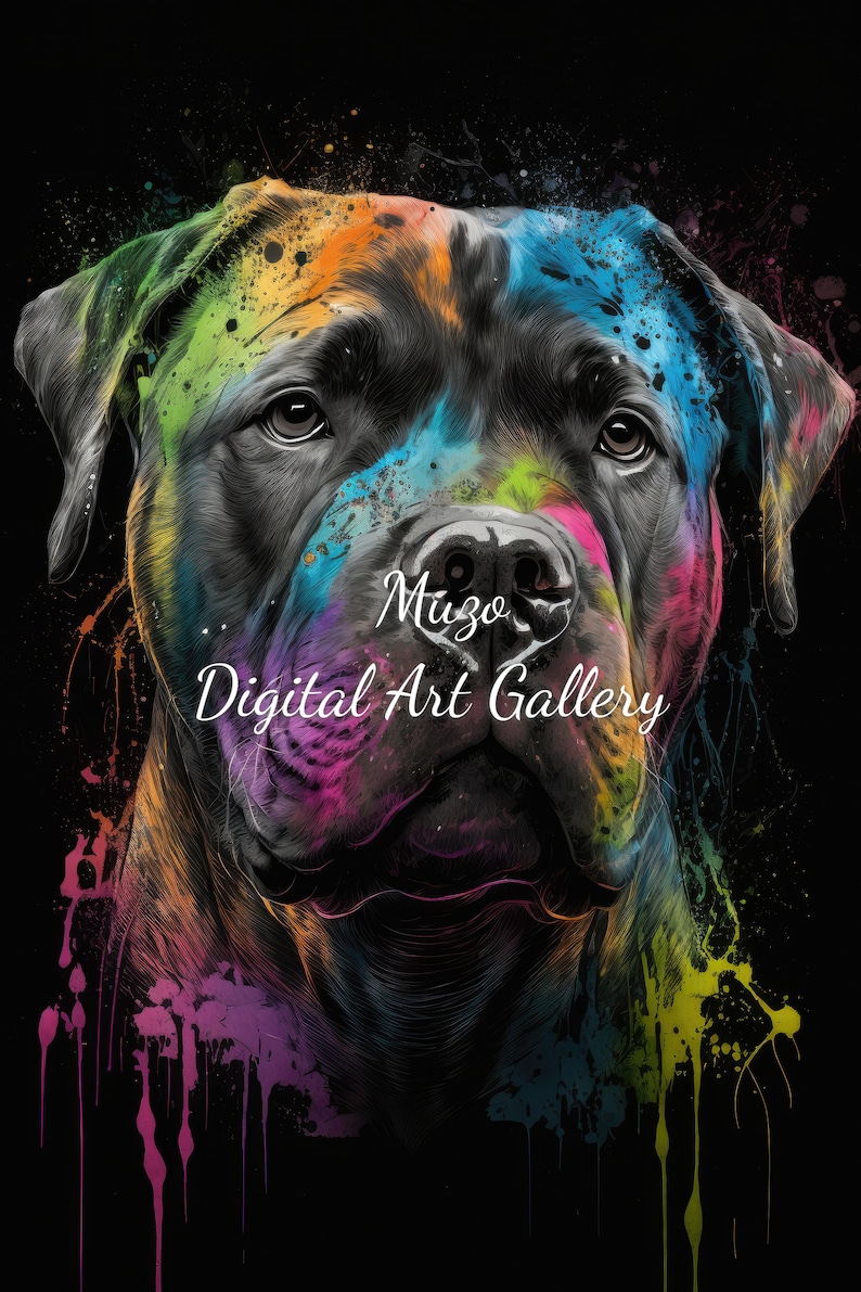 Cane Corso #2, Personal or Commercial Use, Oil Painting, Rainbow, Wall ...