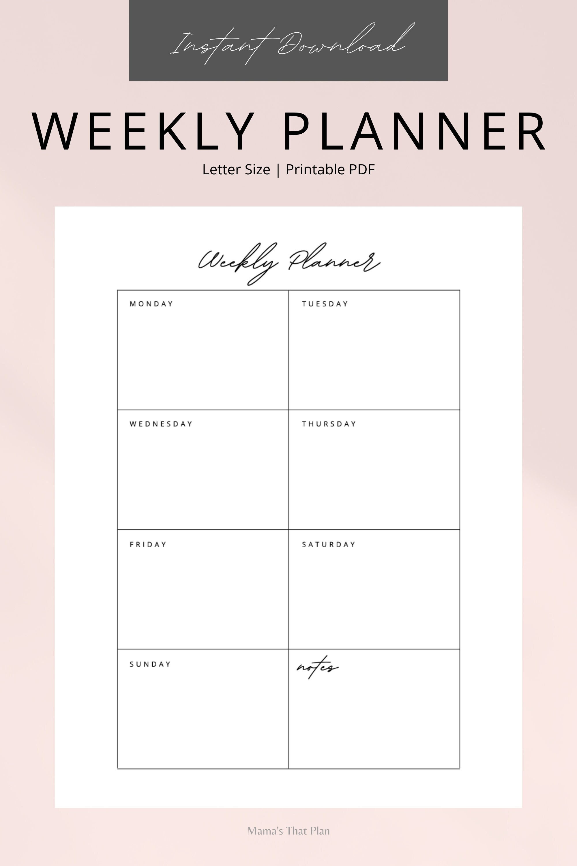 Weekly Planner, Printable PDF Planner - Etsy
