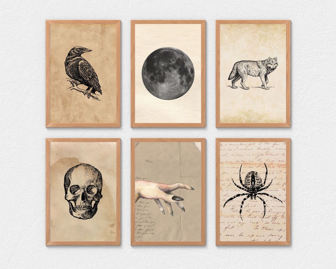 Vintage Halloween Downloadable Digital Print Set of 6 Prints, Spooky ...