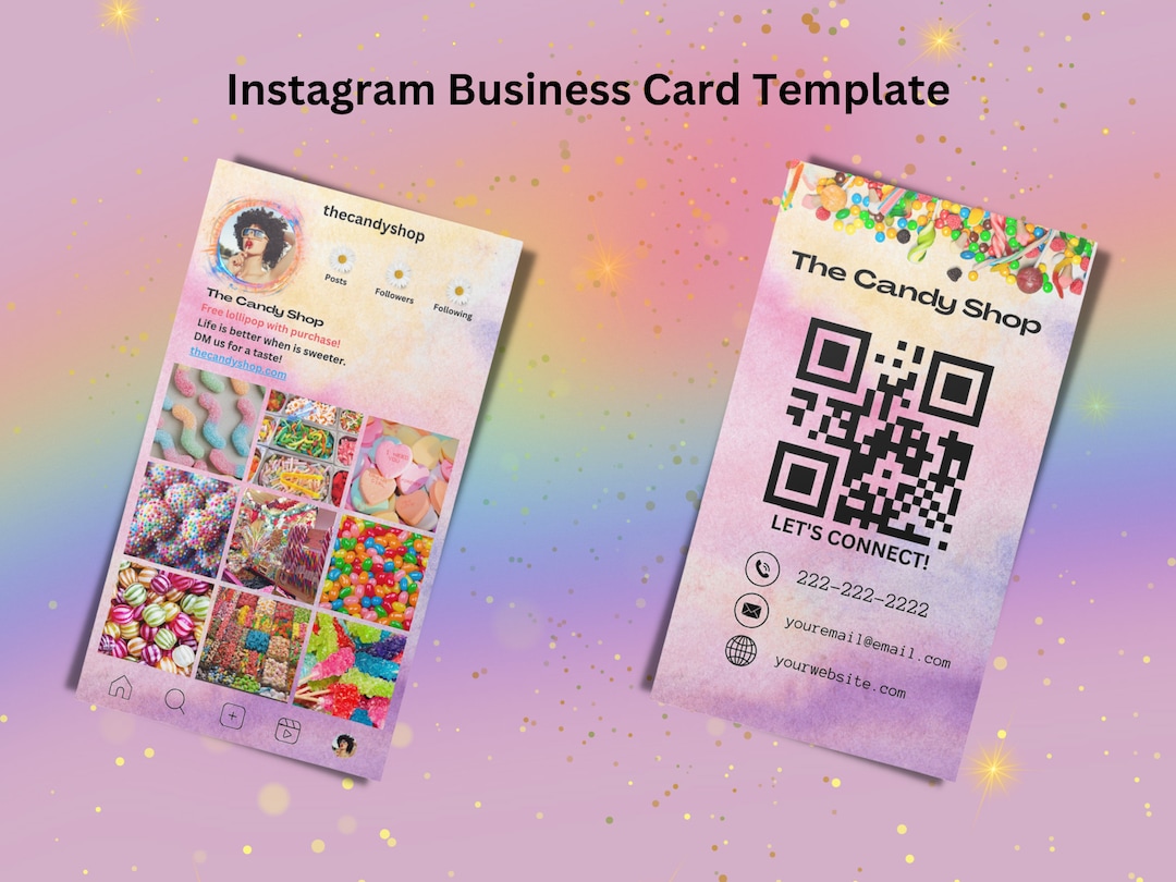 Instagram Business Card, IG Business Card, Watercolor Candy Business ...