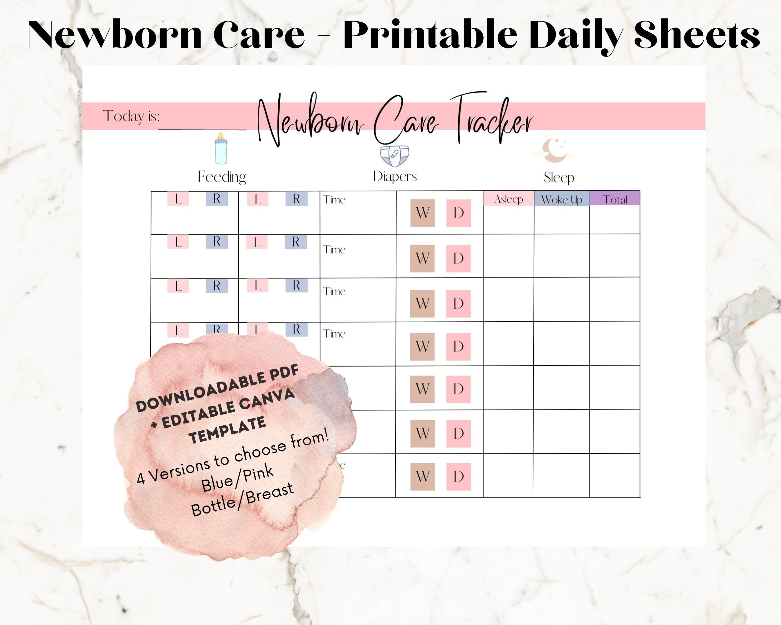 Newborn Care Tracker | Daily Tracking Sheets | Newborn Notes for ...