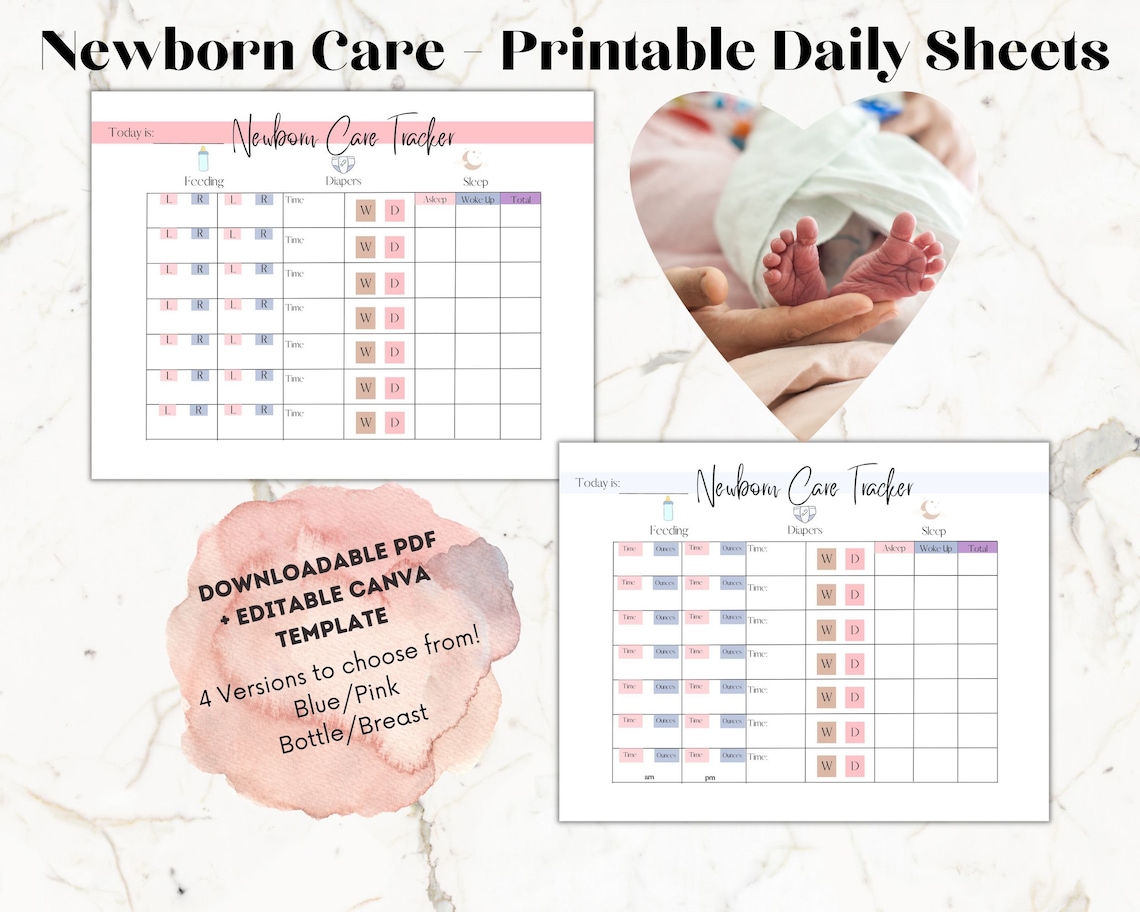 Newborn Care Tracker | Daily Tracking Sheets | Newborn Notes for ...