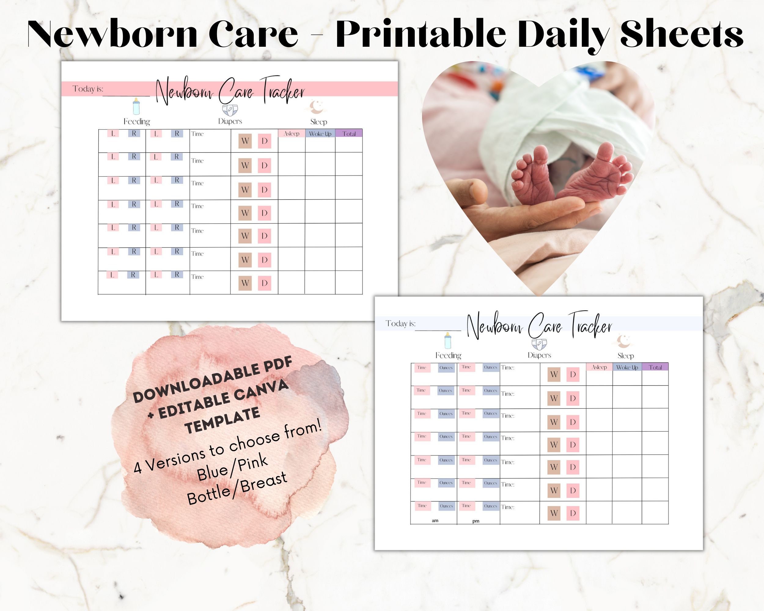 Newborn Care Tracker | Daily Tracking Sheets | Newborn Notes for ...