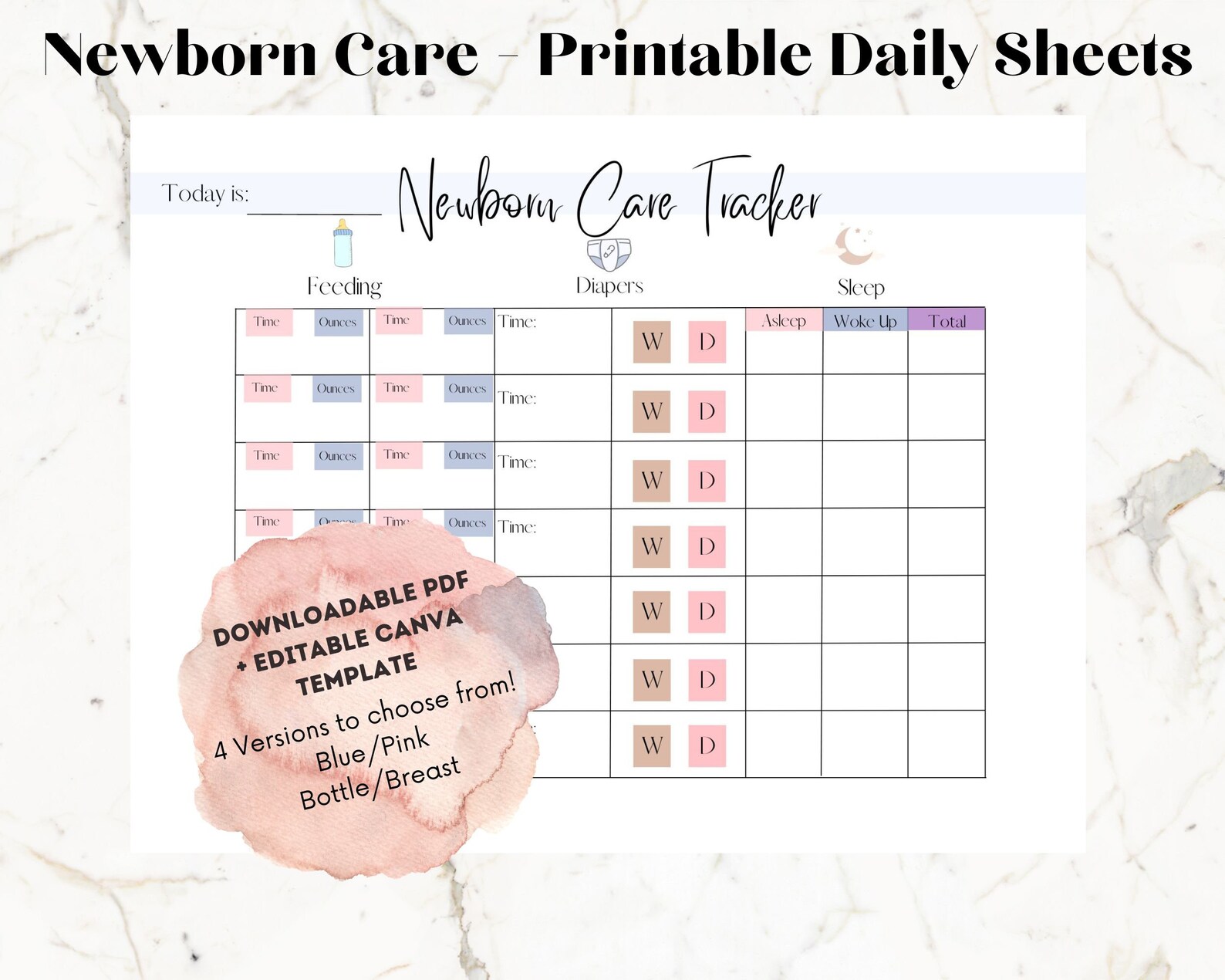 Newborn Care Tracker | Daily Tracking Sheets | Newborn Notes for ...