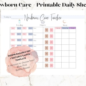 Newborn Care Tracker | Daily Tracking Sheets | Newborn Notes for ...