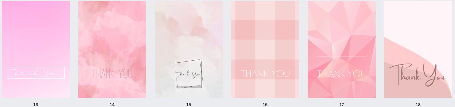Set of 25 Pink Thank You Cards Printable Thank You Cards Download - Etsy