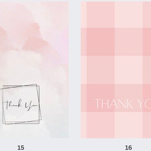 Set of 25 Pink Thank You Cards Printable Thank You Cards Download - Etsy