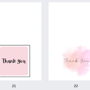 Set of 25 Pink Thank You Cards Printable Thank You Cards Download - Etsy