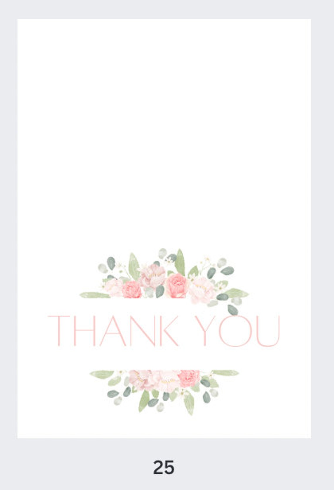 Set of 25 Pink Thank You Cards Printable Thank You Cards Download - Etsy