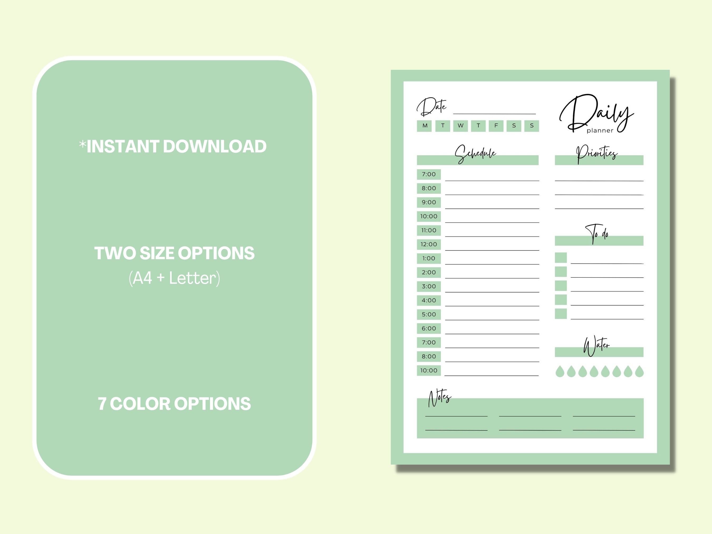 Daily Planner Printable | Hourly Sections | Schedule Tasks | Priority ...