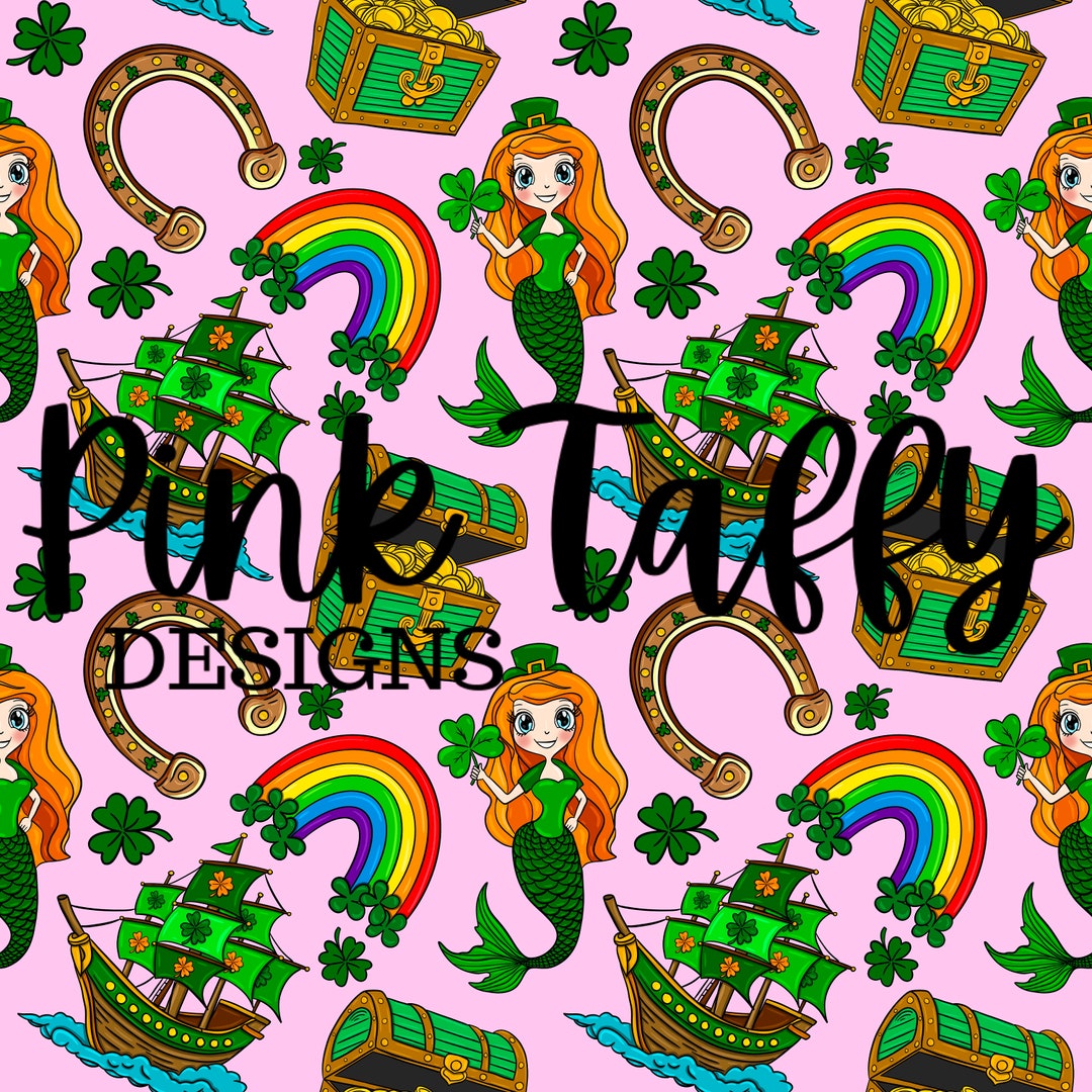 St Patricks Day Seamless File Design Repeating Pattern Mermaid Pirate ...