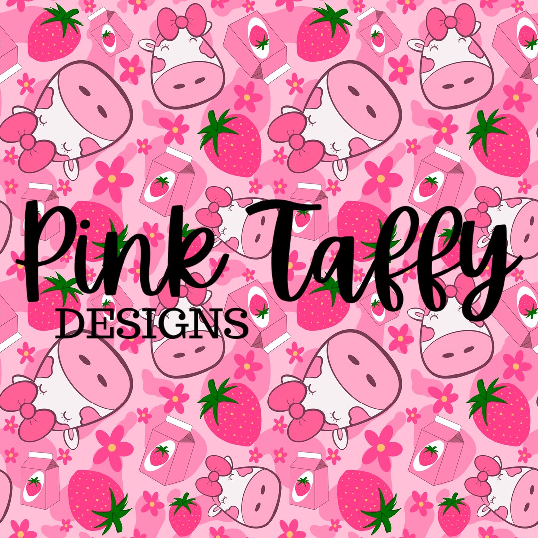 Strawberry Milk Cows Seamless File Design Pattern Pink Cute Sweet Farm ...