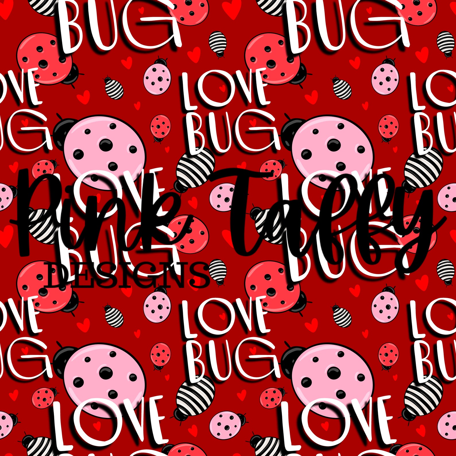Love Bug Valentines Day Lady Bug Stripes Polka Dots Red Pink Black ...