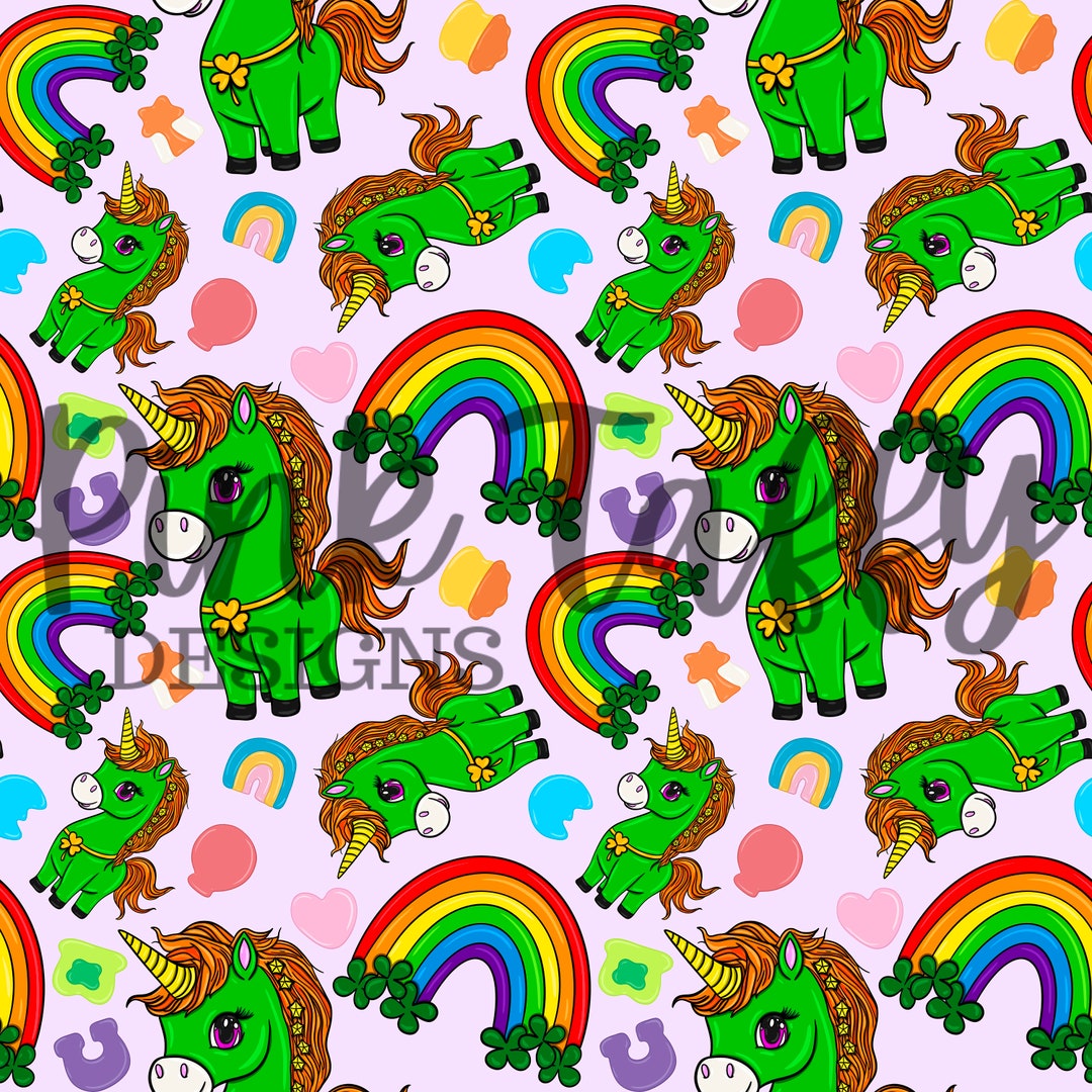 St Patricks Day Seamless File Design Repeating Pattern Unicorn Rainbow ...