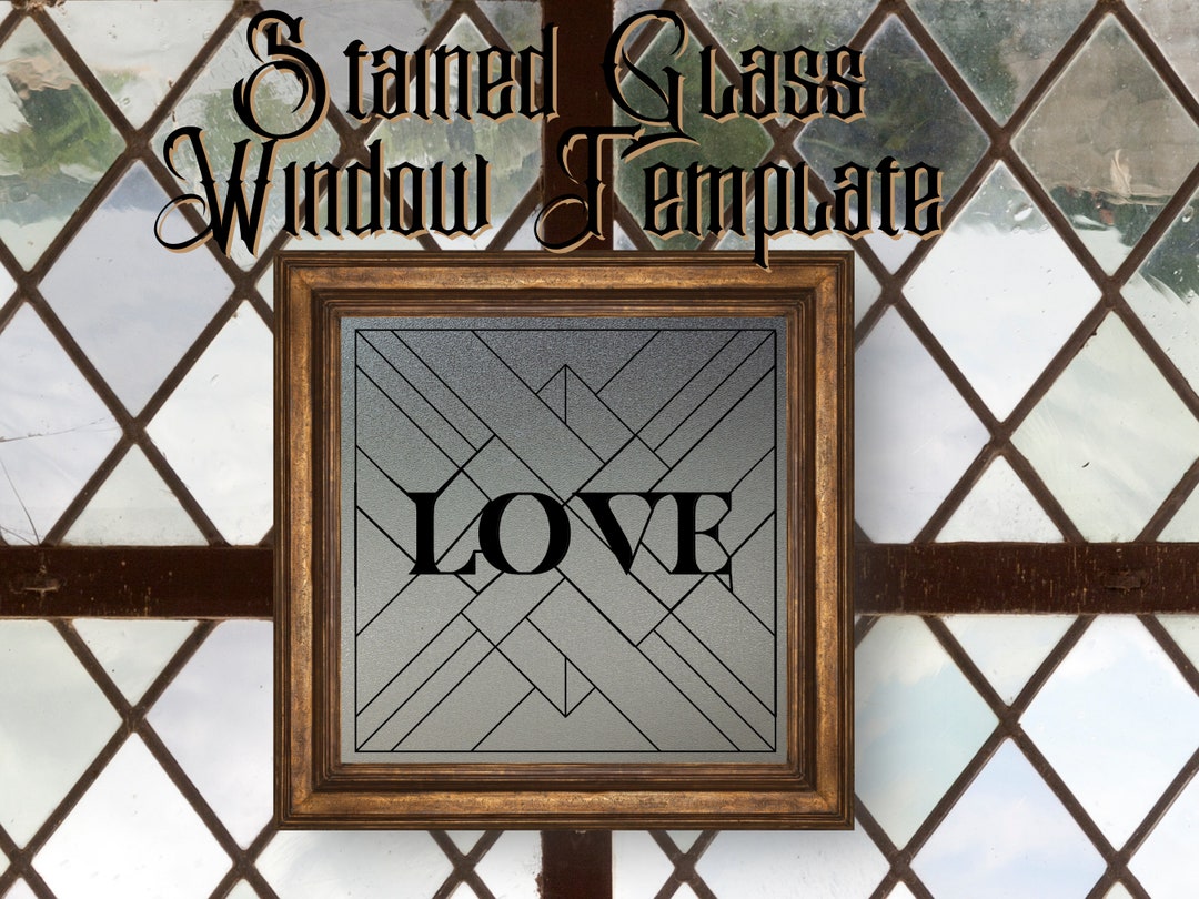 Stained Glass Window Template - Love Digital Printable Download PDF SVG ...