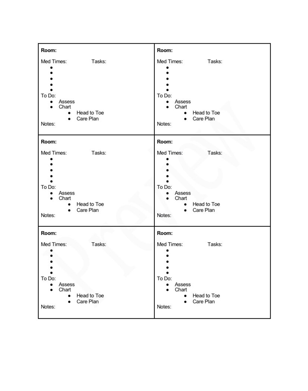 Med/surg Nurse Task Sheet - Etsy