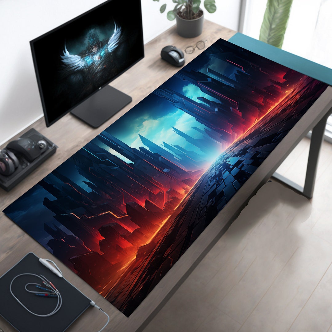 Cyberpunk Collection, Dark Fantasy Desk Mat, Black & Red Mousepad ...