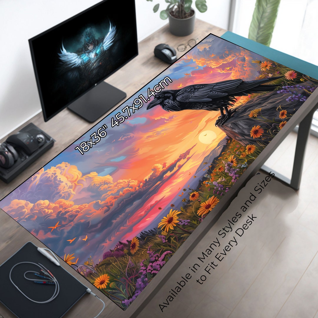 Cottagecore Raven Gaming Mousepad XL, Lovely Sky Mouse Pad, Extended ...