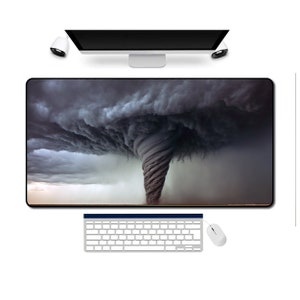 Tornado Desk Mat,spiraling Storm Design,kansas Green Field,unique ...