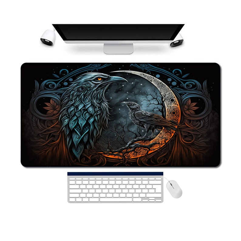 Raven Desk Mat Moon Desk Pad Gaming Mousepad XL Mouse Pad XXL - Etsy