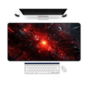 Shattered Glass Design: Red & Black Geometric Abstract Desk - Etsy