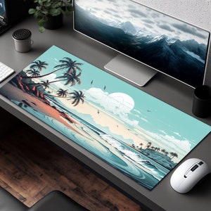Retro Beach Desk Mat, Ocean Mousepad, Beachy Desk Decor, Nautical ...