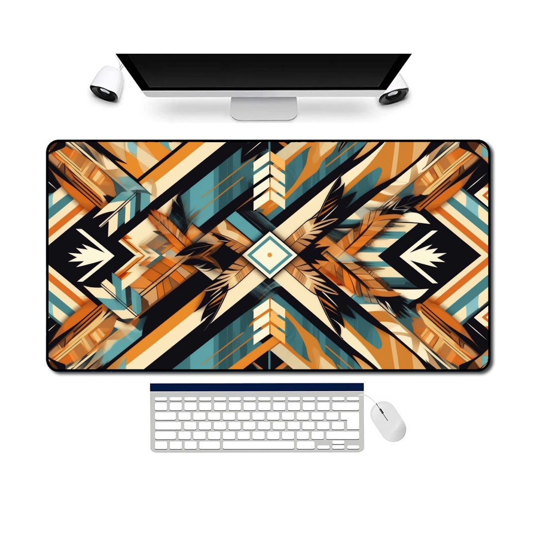 Native American Geometric Desk Mat, Tribal Pattern Mouse Pad, Southwest ...