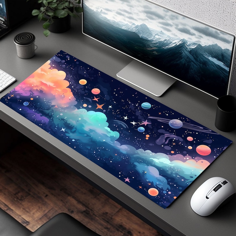 Pastel Cosmos Desk Mat Anime-inspired Space Scene Cute - Etsy