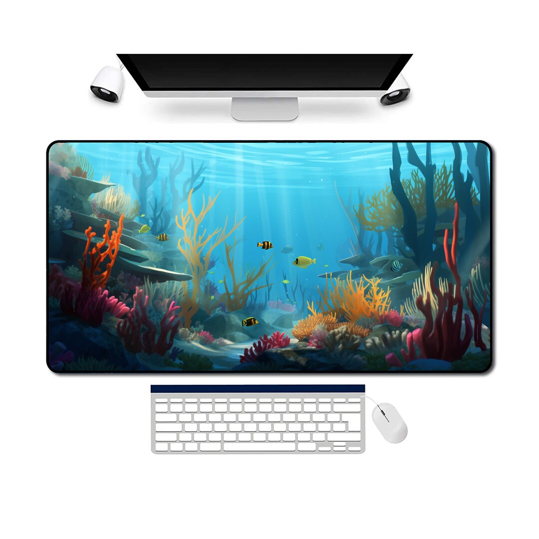 Aquatic Adventure Desk Mat - Ocean Mousepad With Vibrant Sea Life ...