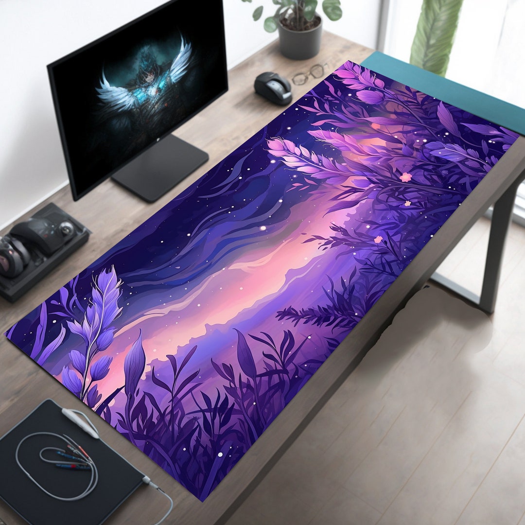 Pastel Anime Southwest Canyon Desk Mat, Starry Night Manga Style Mouse ...