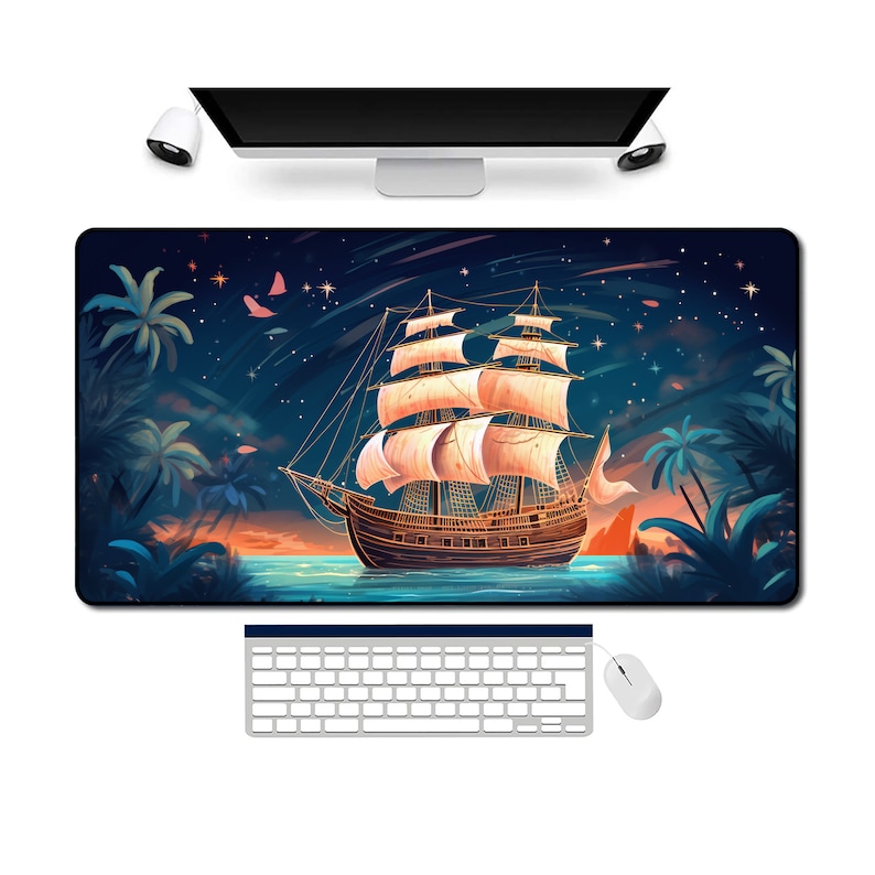 Pastel Pirate Ship Desk Mat Anime-inspired Nautical Design - Etsy