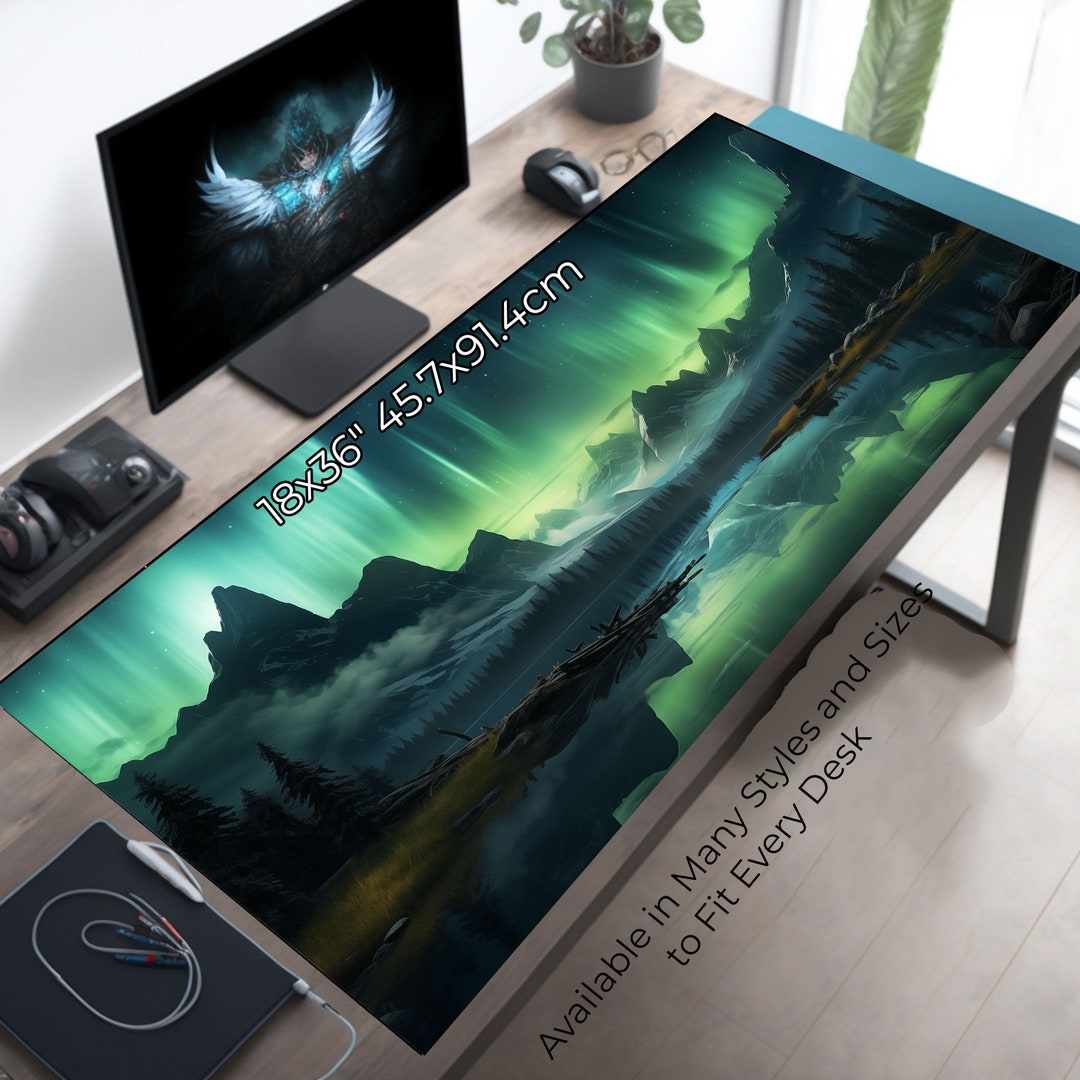 Northern Lights Western Mountain Desk Pad, Mountain Mousepad XL, Gaming ...