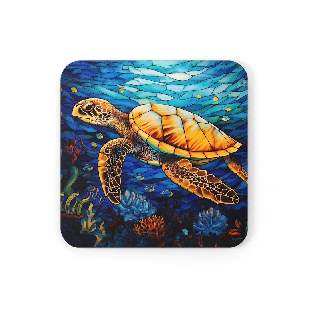 Ocean Collection, Cork Coaster Set, Sea Turtle Coasters, Nautical ...