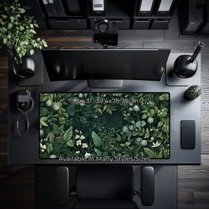 Green Desk Mat Botanical Mousepad Plant Mouse Pad Flowers Desk Pad ...