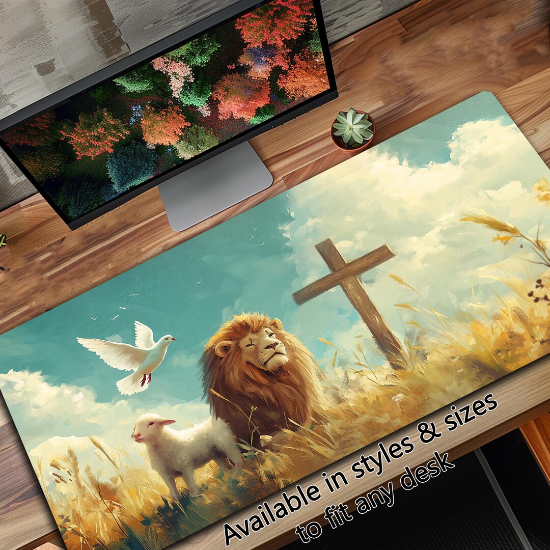Lion, Lamb, Dove and Cross - Christian Inspiration Desk Decor - Bible ...