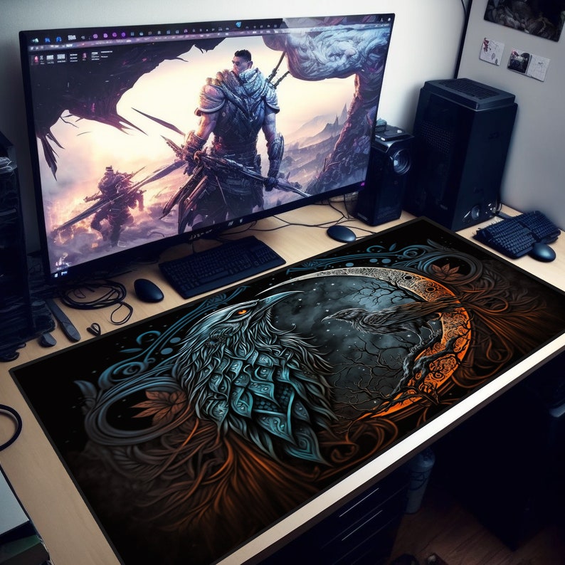 Raven Desk Mat Moon Desk Pad Gaming Mousepad XL Mouse Pad XXL - Etsy