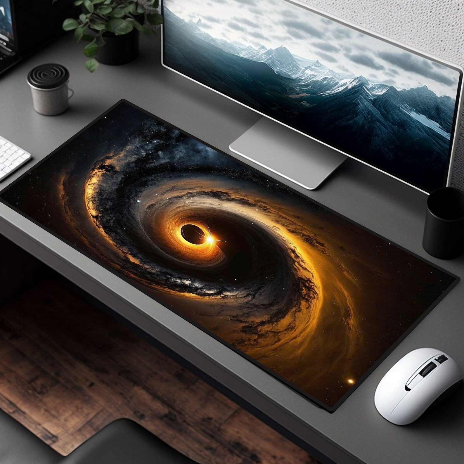 Gaming Desk Mat Gaming Mouse Pad, Black Hole 1, Space Desk Mat, Cosmic ...