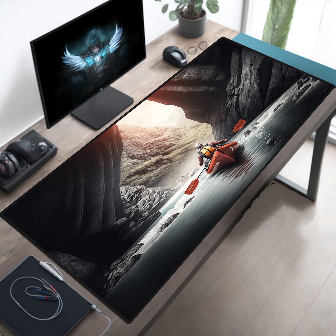 Adventure Deskmat, Kayaking Mousepad, Mountain Bike Pad, Gamer Desk Mat, Nature Desk Pad, Gaming ...