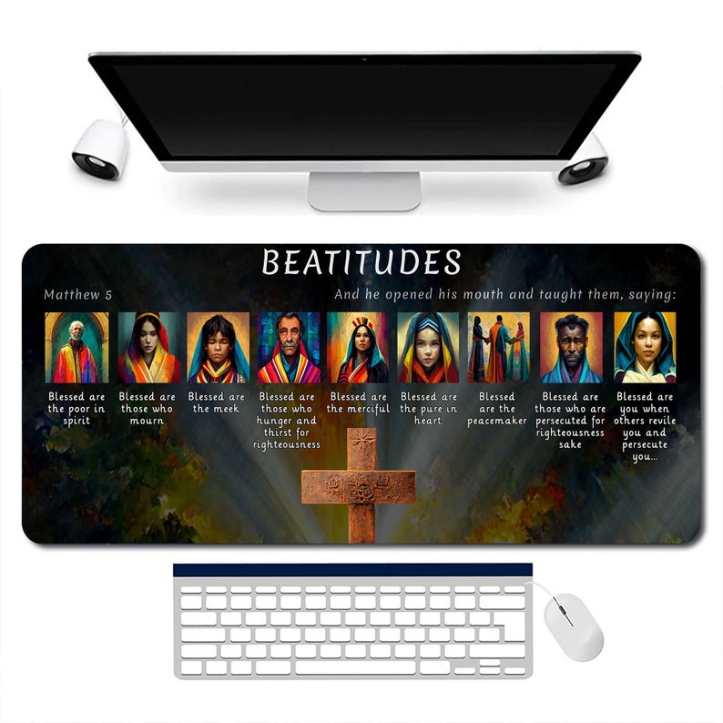 Beatitudes Faces of Grace Desk Mat Bible Gaming Mouse Pad - Etsy