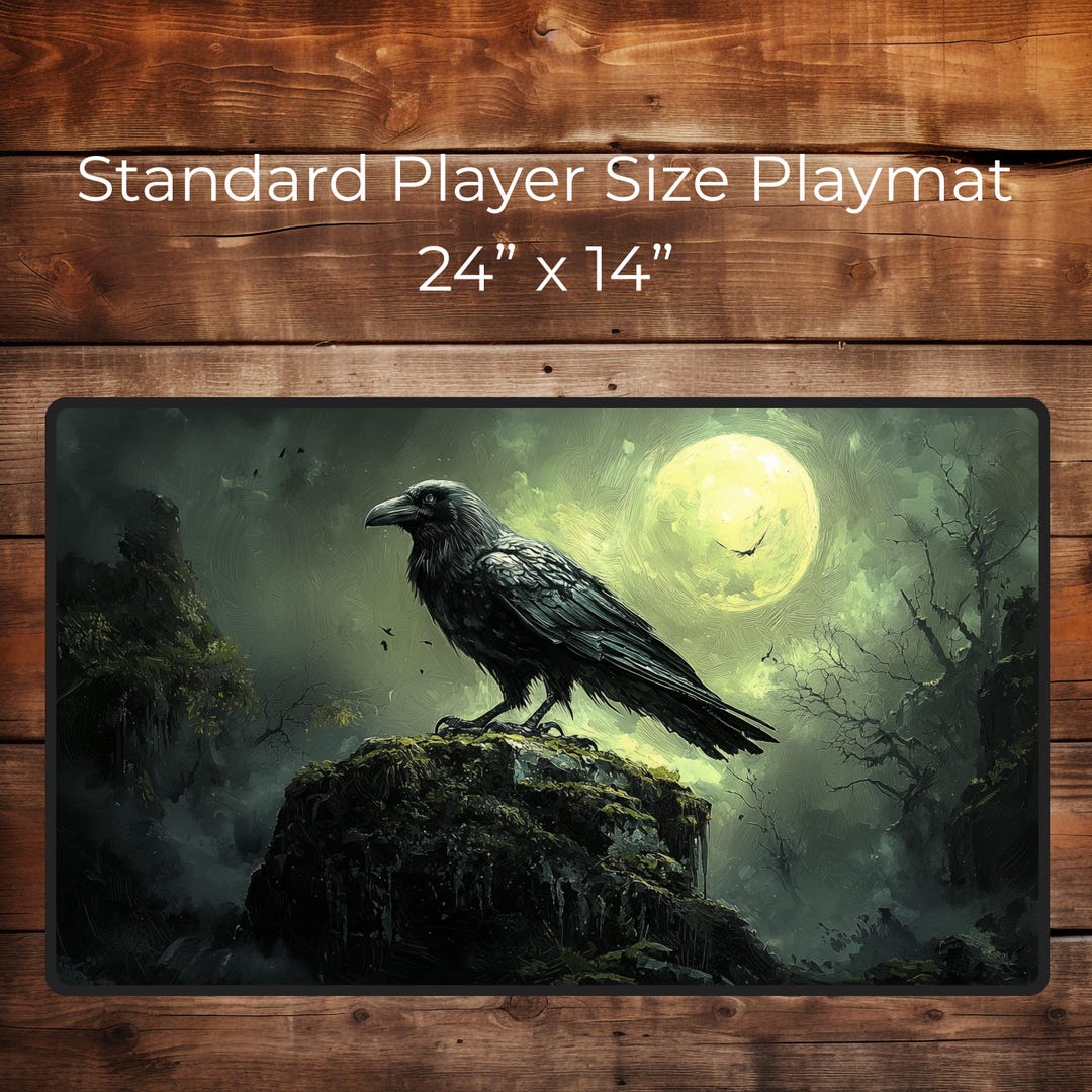 Moonlit Raven Perch - Raven Playmat for TCG Gamers - Table Top Gaming ...