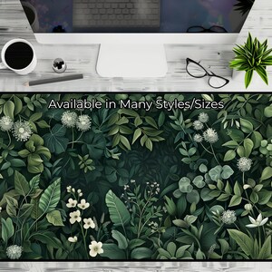 Green Desk Mat Botanical Mousepad Plant Mouse Pad Flowers Desk Pad ...