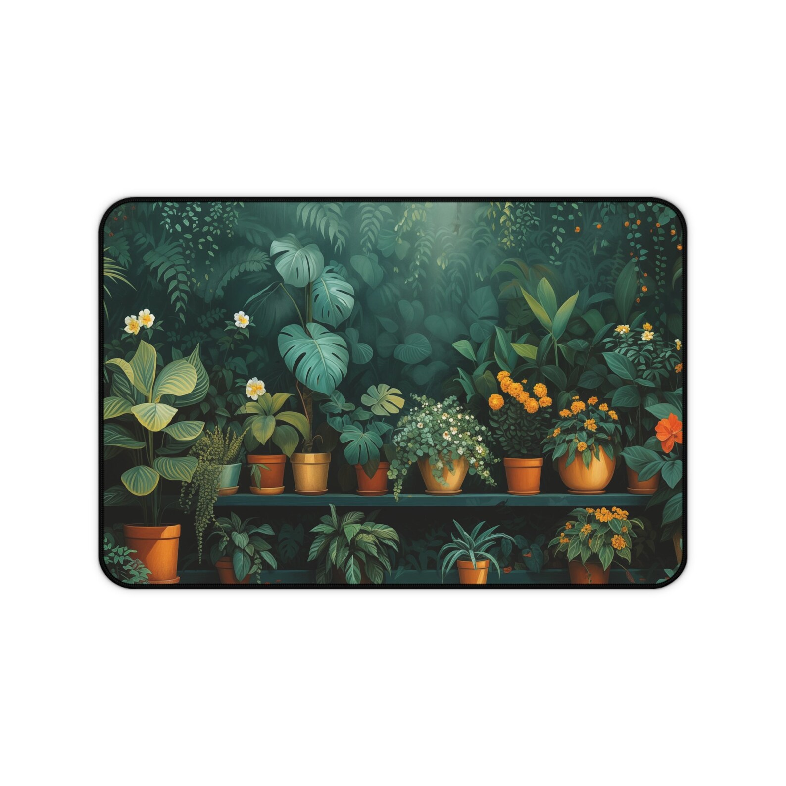 Botanical Mousepad, Green Desk Pad, Flowers Mouse Pad, Floral Desk Mat ...
