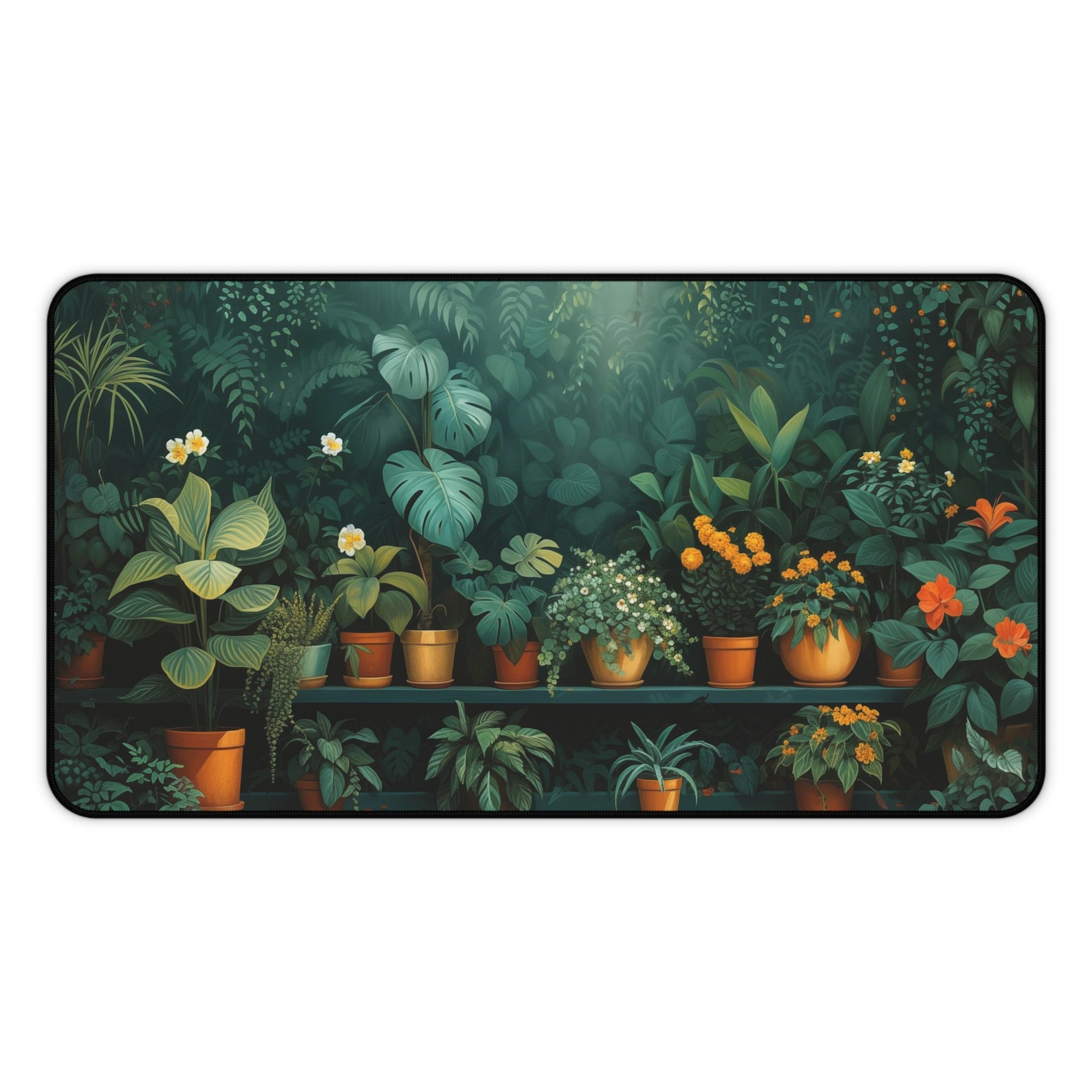 Botanical Mousepad, Green Desk Pad, Flowers Mouse Pad, Floral Desk Mat ...