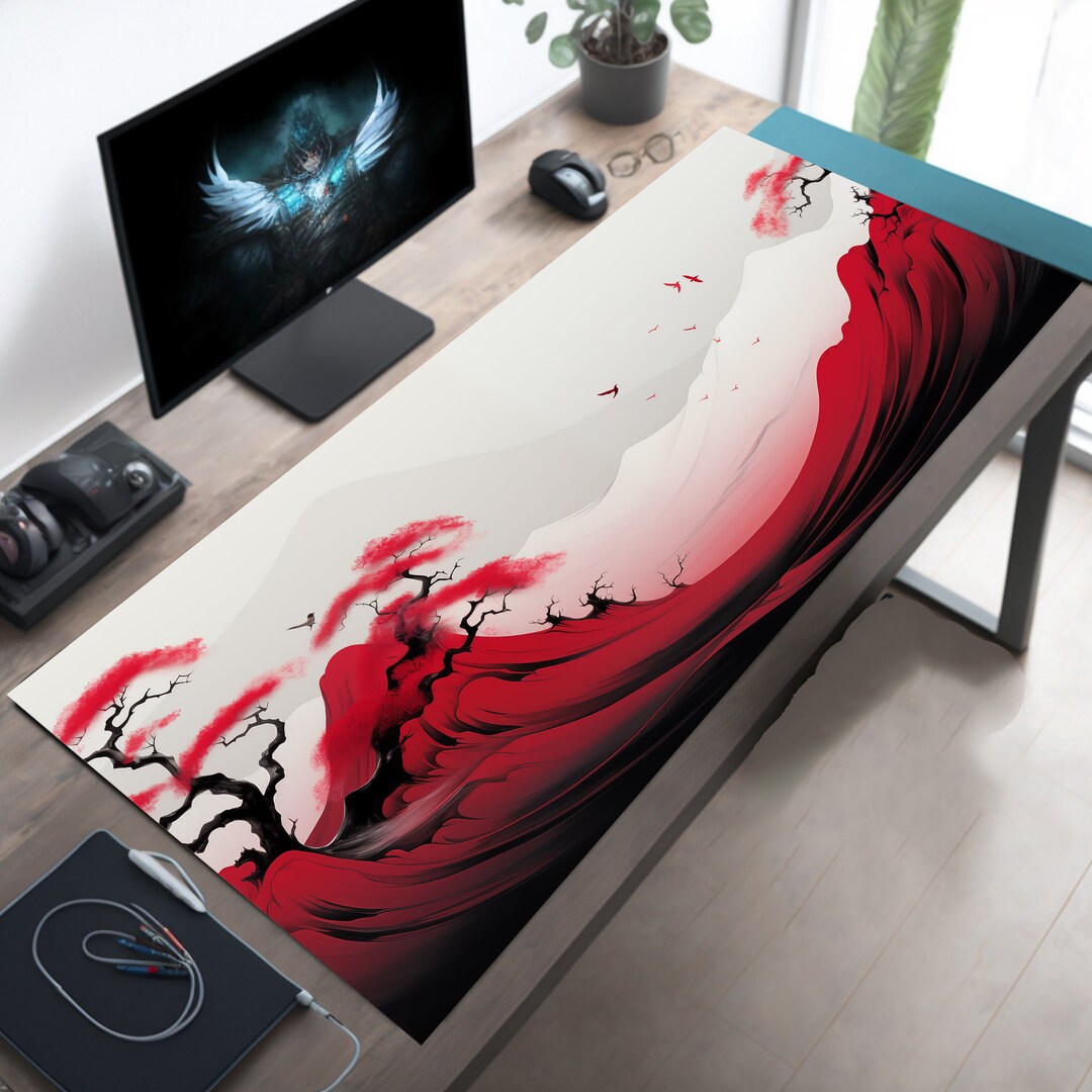 Japanese Mousepad in Red and White and Black Japan Mouse Pad - Etsy