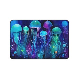 Watercolor Jellyfish Big Gaming Mousepad XL, Ocean Mouse Pad, Nautical ...