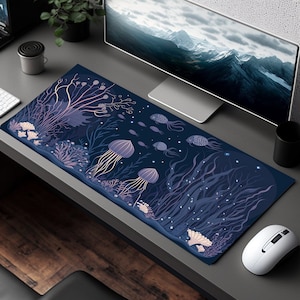 Underwater Desk Mat With Jellyfish, Fish, Kelp, Coral & Sea Urchins ...