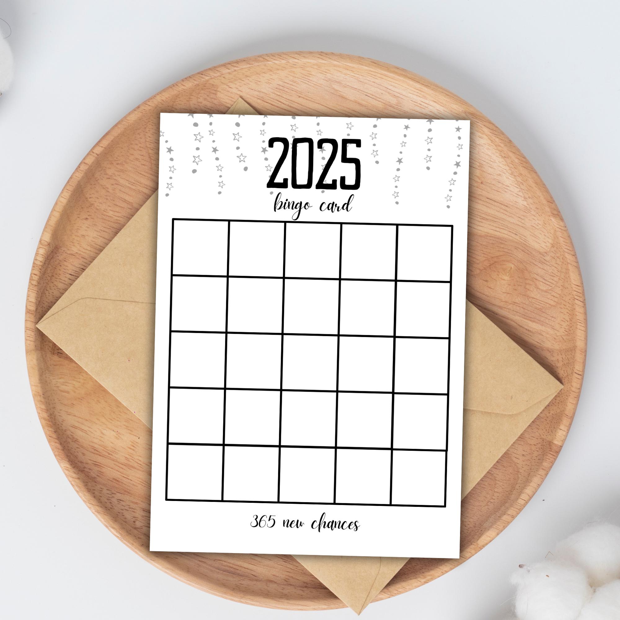 2025 Bingo Card Simple Stars | Printable 2025 Vision Board | Bingo Card ...